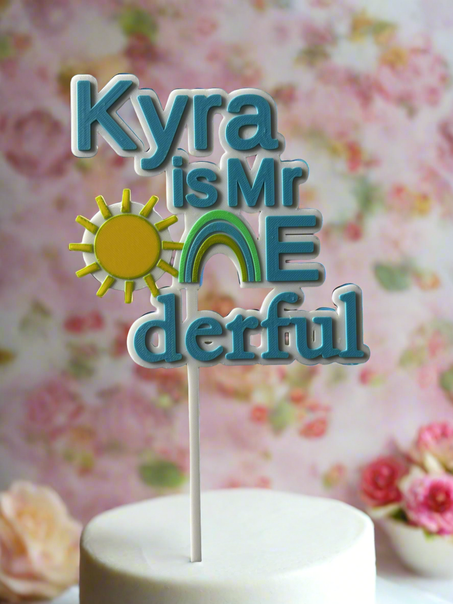Custom ONE derful Cake Topper with Beautiful Flowers – PRINTFORGE ...